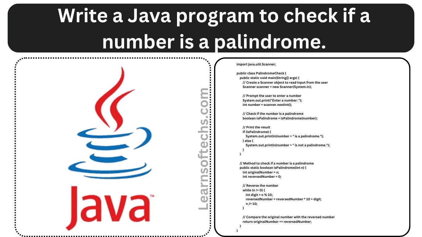 Java program to check if a number is a palindrome - Learn software Technologies